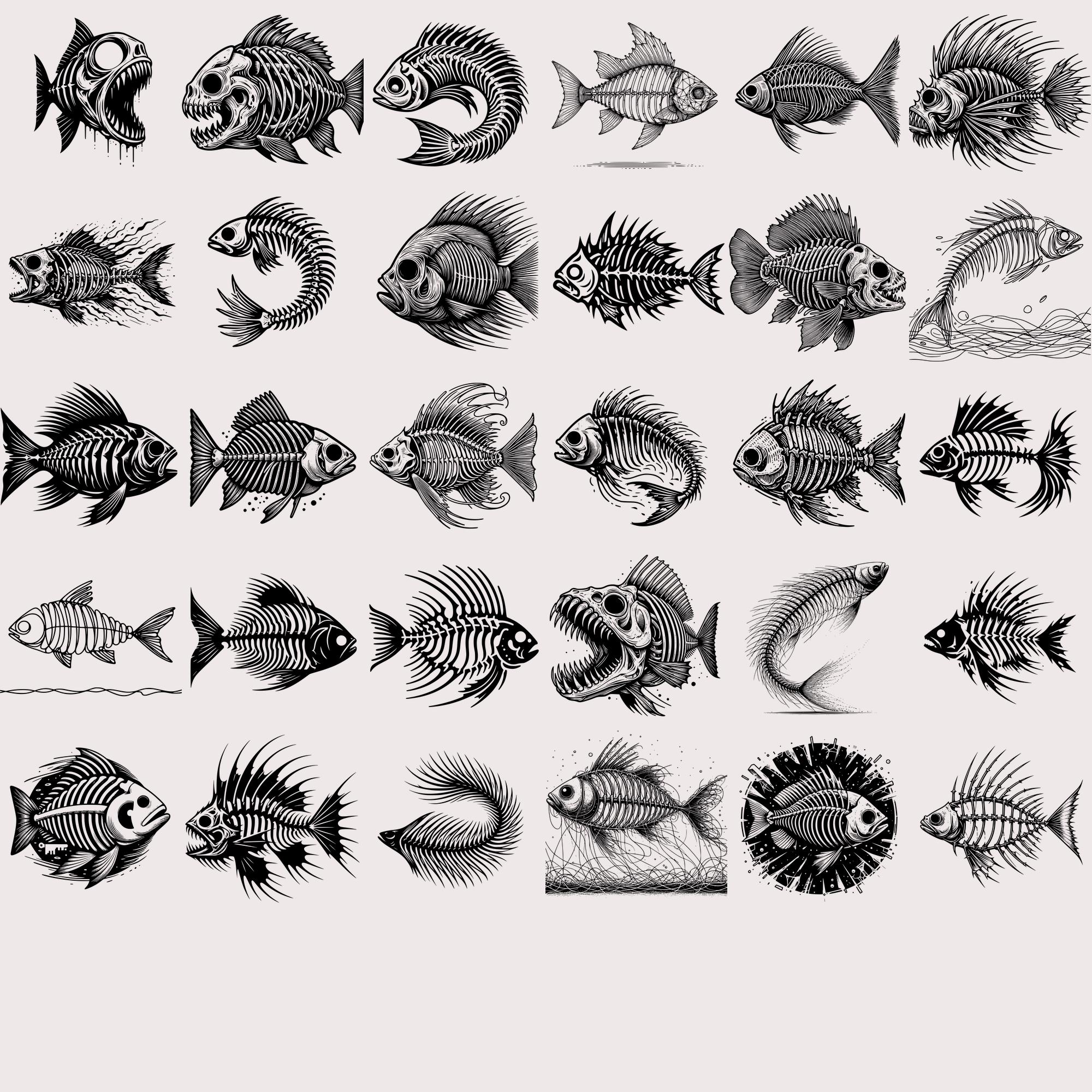 Fish Bones Svg Bundle, Fish Bones Vector, Fish Bones Silhouette ...