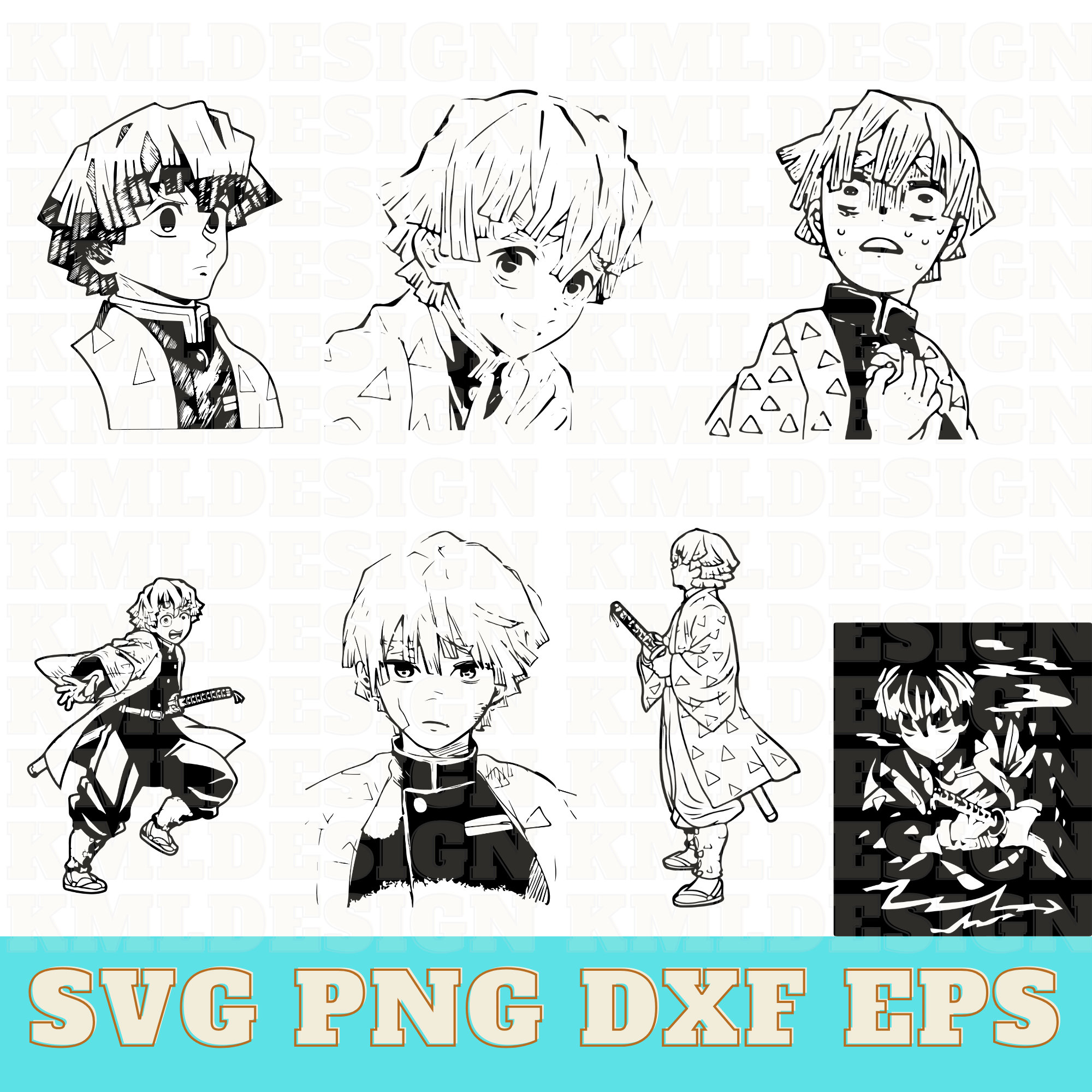 7 Zenitsu Agatsuma Svg Bundle, Zenitsu Agatsuma Vector, Demon Slayer ...
