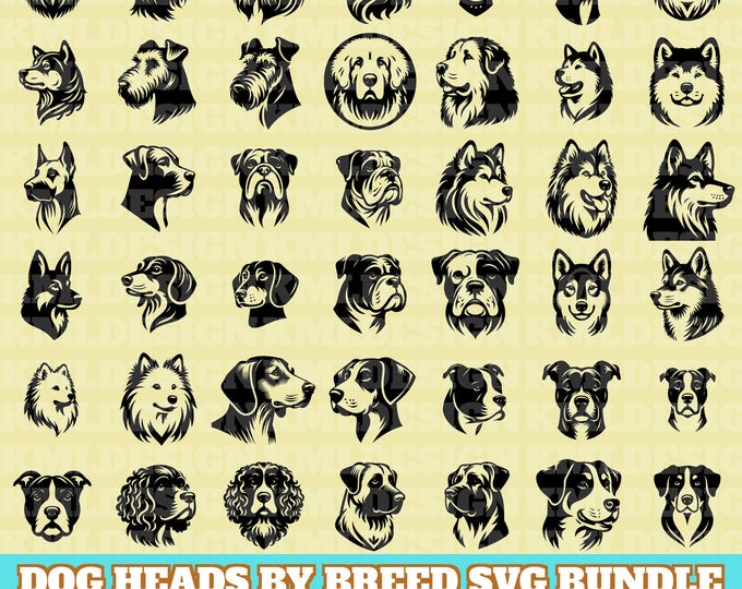 Dog Heads Svg Bundle, Dog Face Svg, Peeking Dog Svg, Complete Dog ...