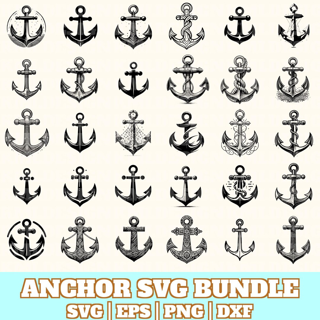 Anchor Svg Bundle, Anchor Vector, Anchor Silhouette, Anchor Svg PNG Eps ...