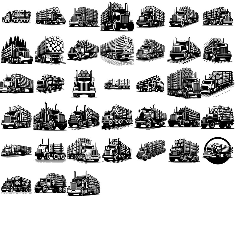 Logging Truck Svg Bundle, Logging Truck Cutfile for Cricut, Logging ...