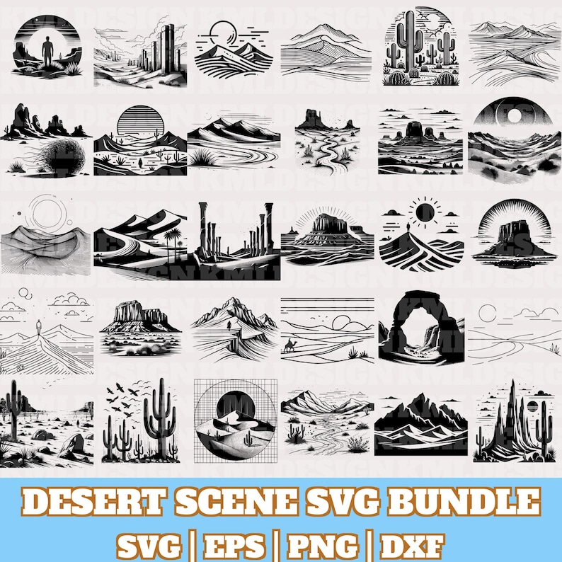Desert Scene Svg Bundle, Desert Scene Vector, Desert Scene Silhouette ...