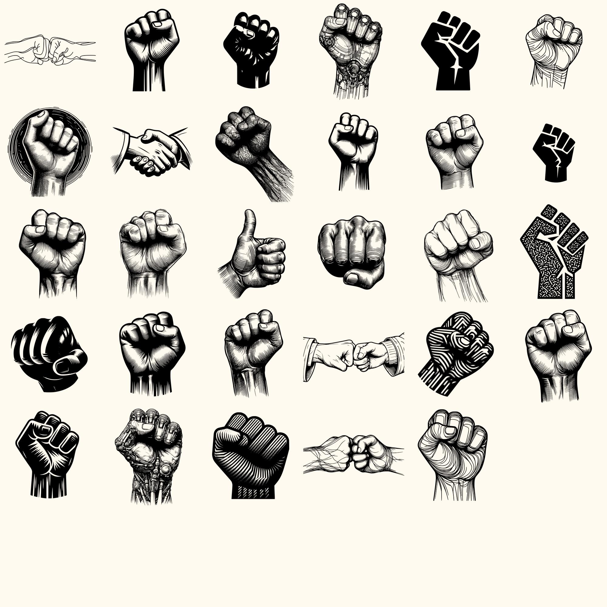 Fist Svg Bundle, Fist Vector, Fist Silhouette, Fist Svg PNG Eps Dxf ...