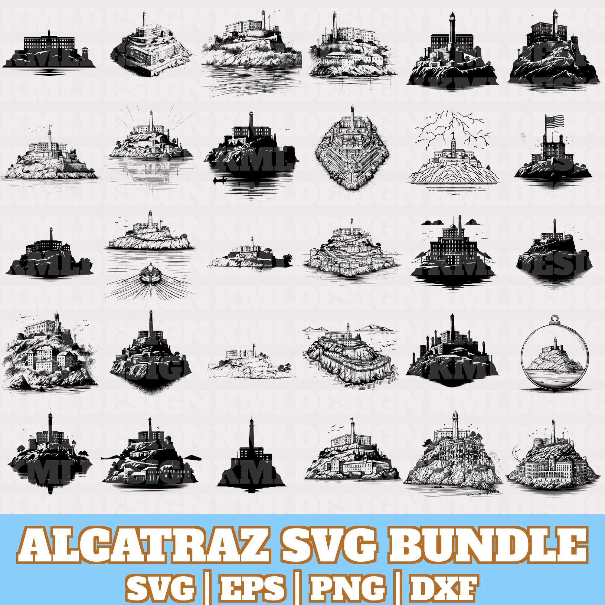 Alcatraz Prison Island Svg Bundle, Alcatraz Vector, Alcatraz Silhouette ...