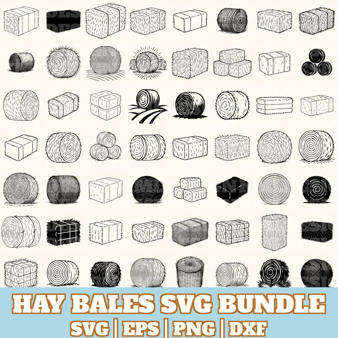 Hay Bales Svg Bundle, Hay Bales Vector, Farming Harvest Silhouette, Hay ...