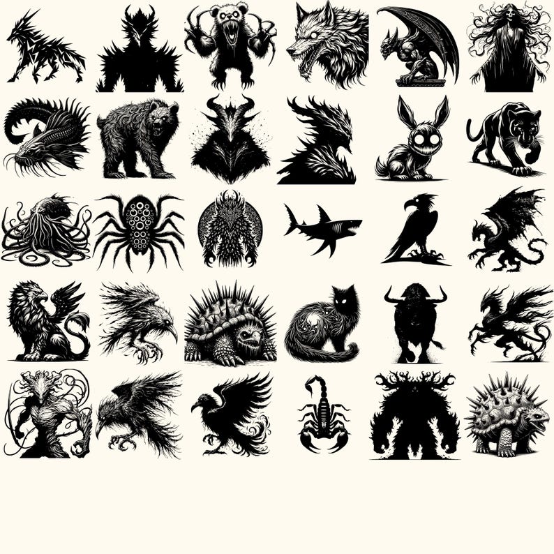 Dark Mythical Creature Svg Bundle, Dark Mythical Creature Silhouette ...