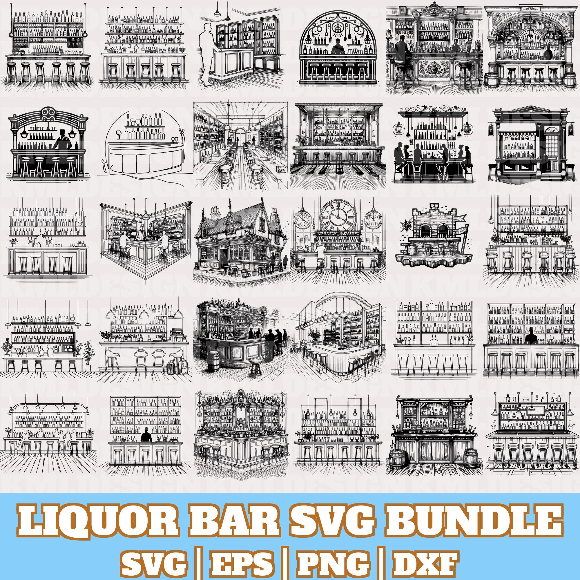 Liquor Bar Svg Bundle, Tavern Liquor Bar Vector, Cocktail Pub ...