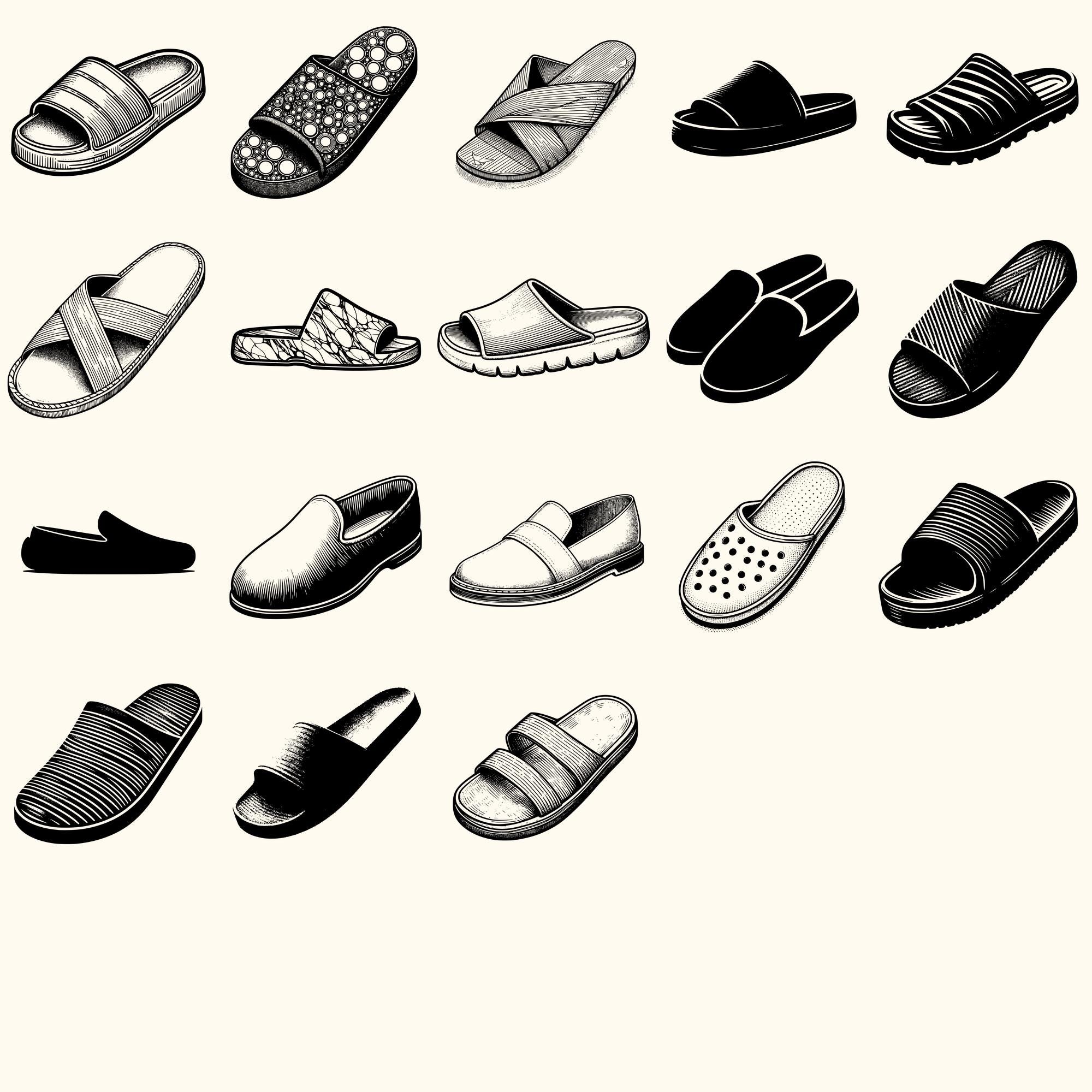 Slipper Svg Bundle, Slippers Vector Silhouette, Slipper Svg PNG Eps Dxf ...