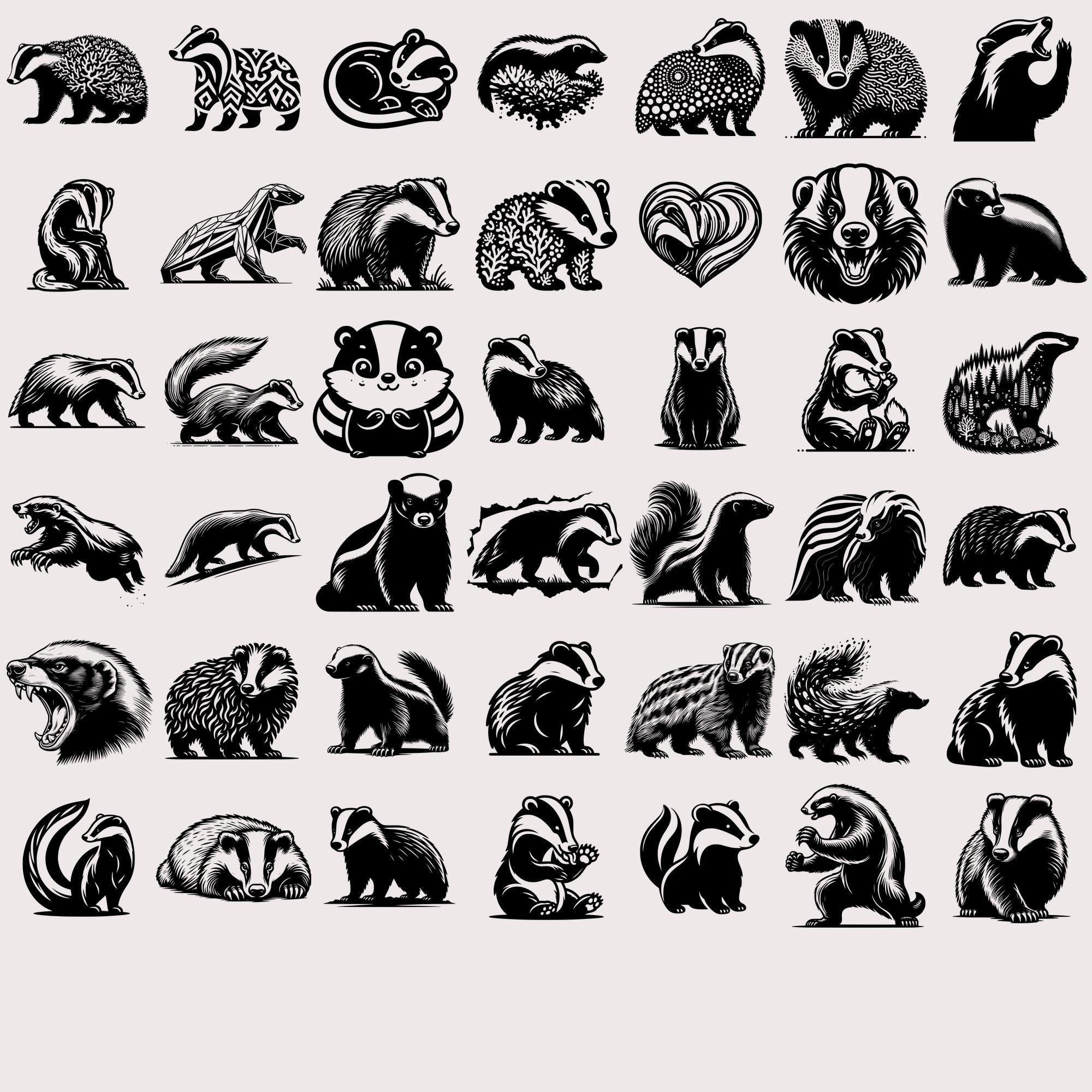 Badger Svg Bundle, Honey Badger Vector, Badger Silhouette, Badger ...
