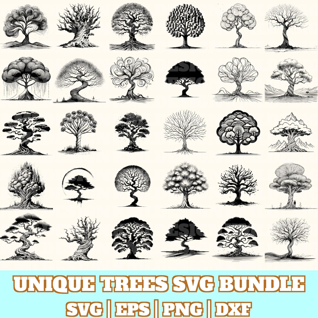Unique Trees Svg Bundle, Unique Trees Vector, Unique Trees Silhouette ...
