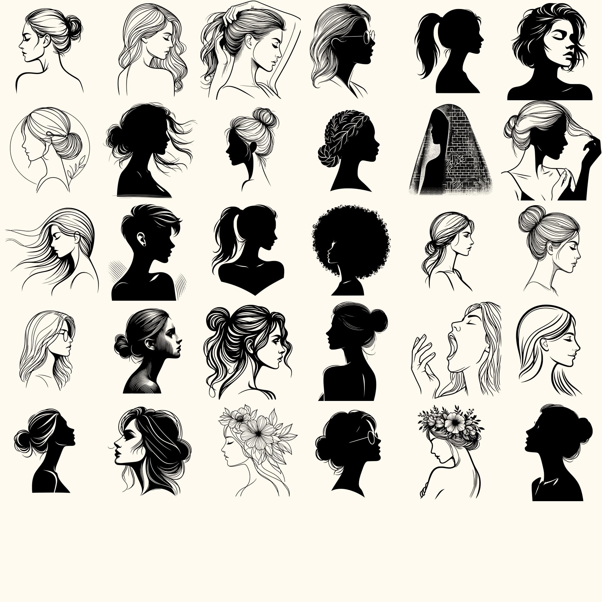 Women Profile Svg Bundle, Women Profile Vector, Women Profile ...