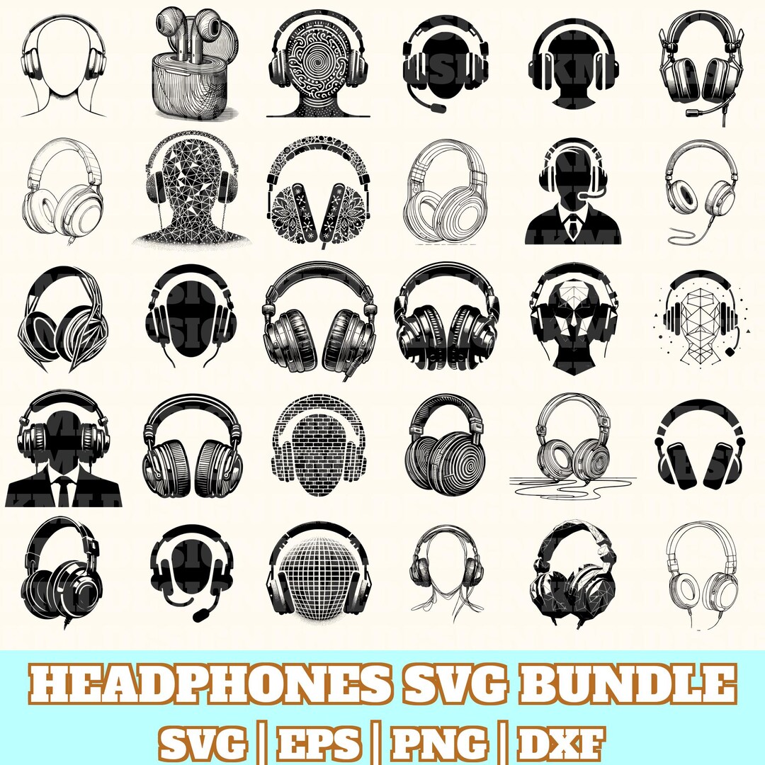 Headphones Svg Bundle, Headphones Vector, Headphones Silhouette ...