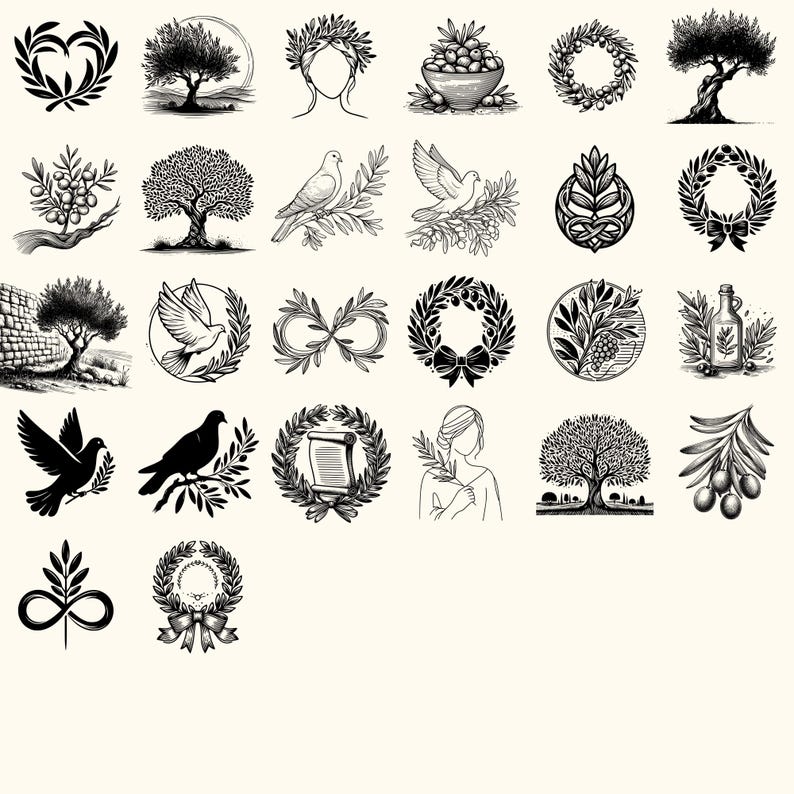 Olive Svg Bundle, Olive Branch Tree Vector, Olive Branch Silhouette ...