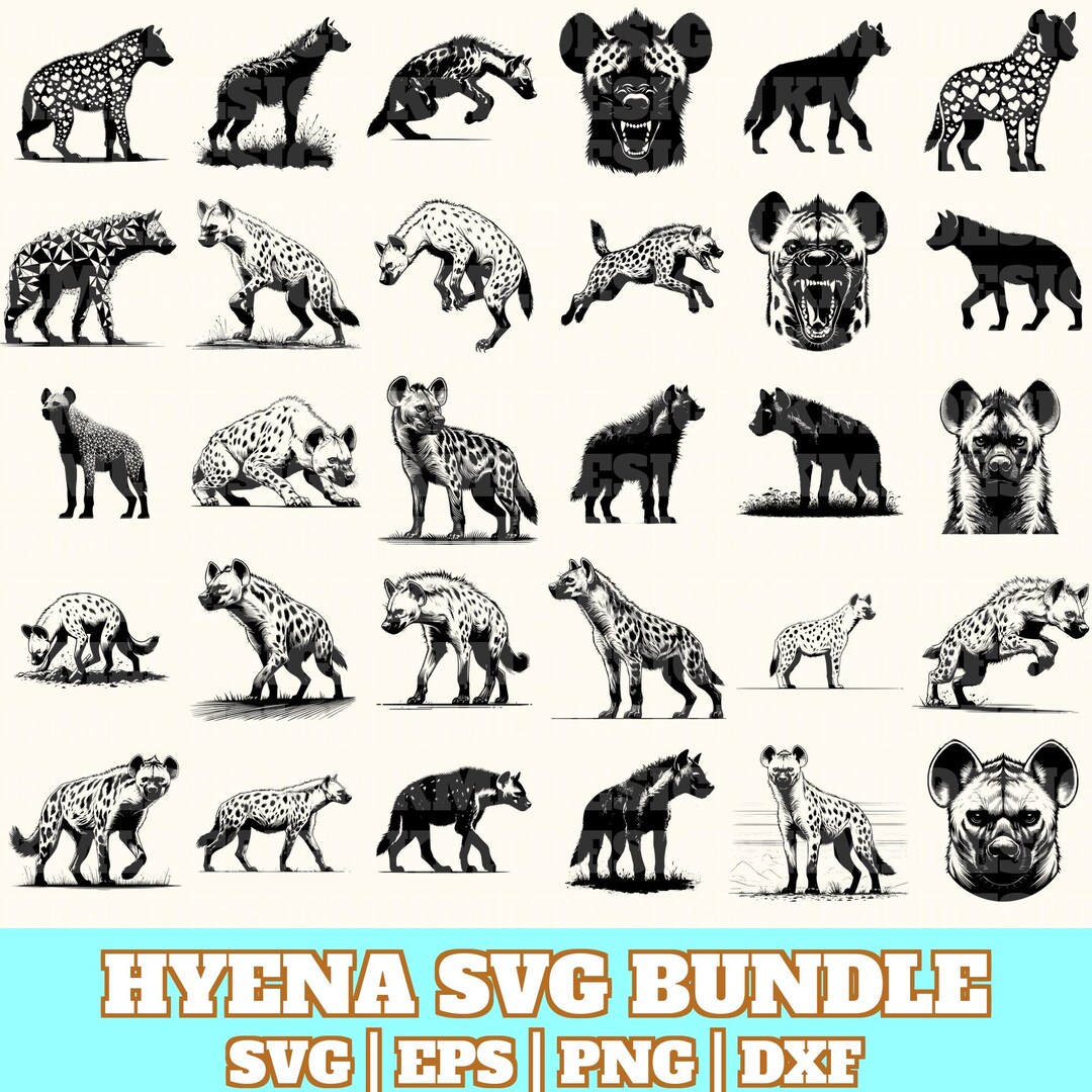 Hyena Svg Bundle, Hyena Vector, Hyena Silhouette, Hyena Svg PNG Eps Dxf ...