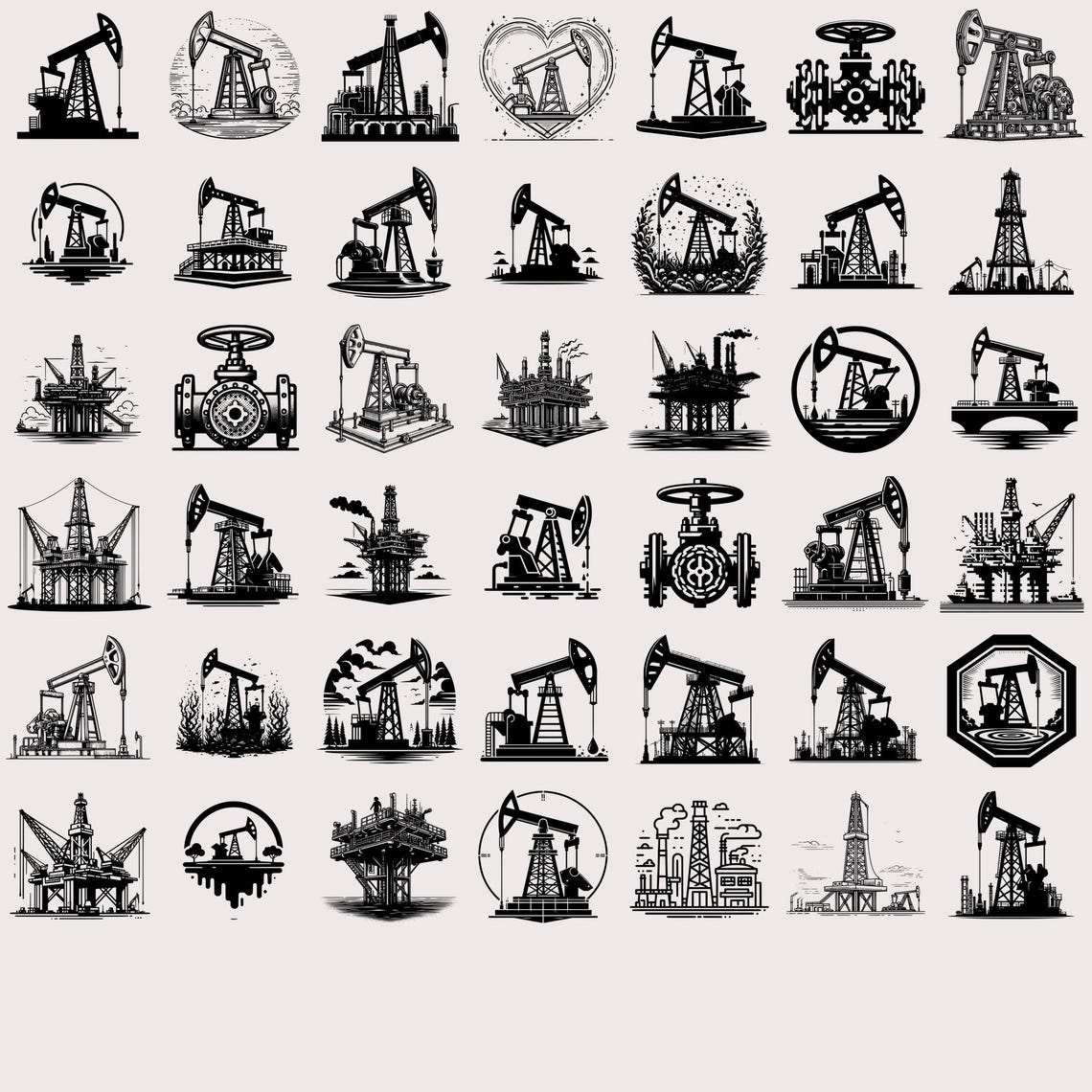 Oilfield Svg Bundle, Oilfield Vector, Oilfield Silhouette, Oil Rig ...