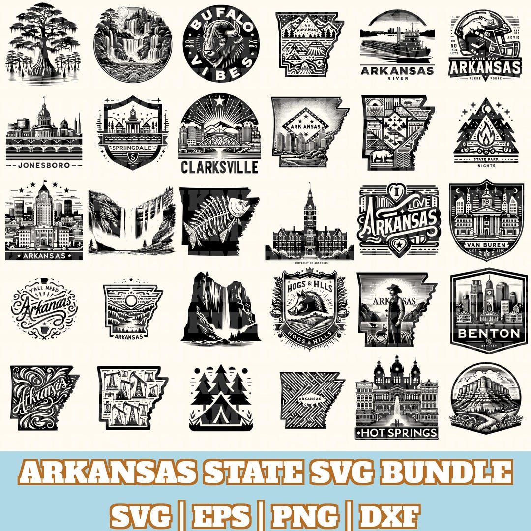 Arkansas State Svg Bundle, Arkansas State Vector Silhouette, Arkansas ...