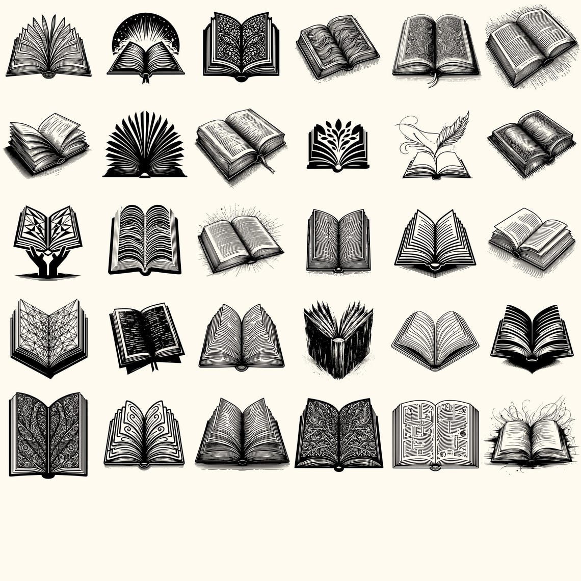 Open Book Svg Bundle, Library Book Vector, Open Book Silhouette, Open ...