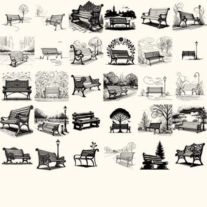 Park Bench Svg Bundle, Park Bench Vector, Park Bench Silhouette, Park ...