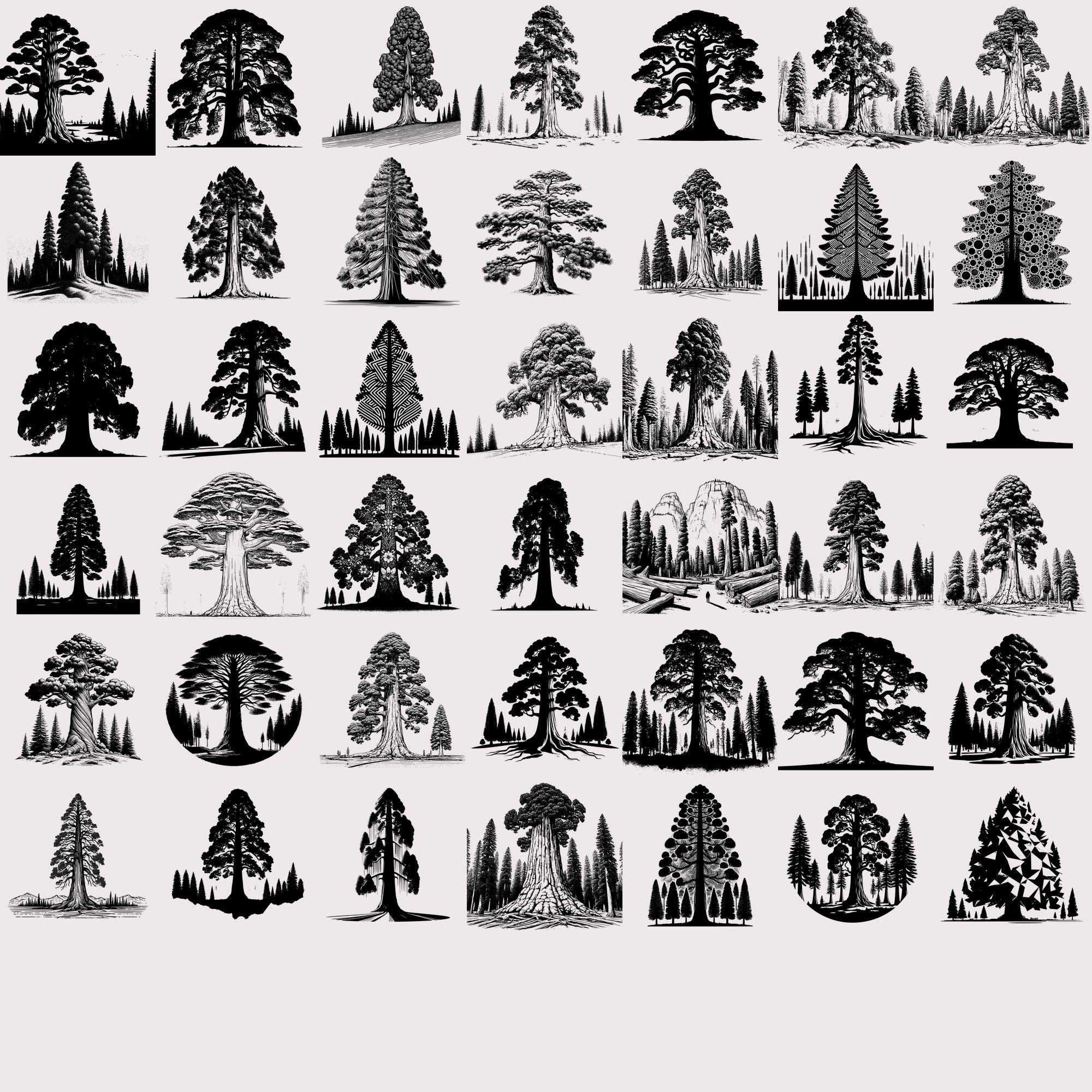 Sequoia Tree Svg Bundle, Giant Sequoia Tree Vector, Sequoia Tree ...