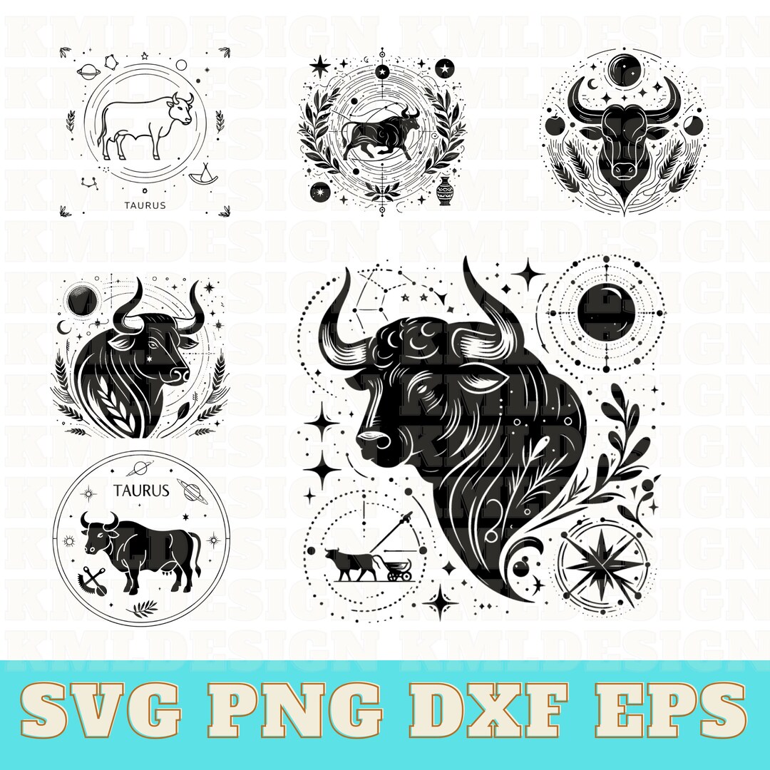 Taurus Zodiac Vector Art, Taurus Zodiac Svg Files, Taurus Sign Art ...