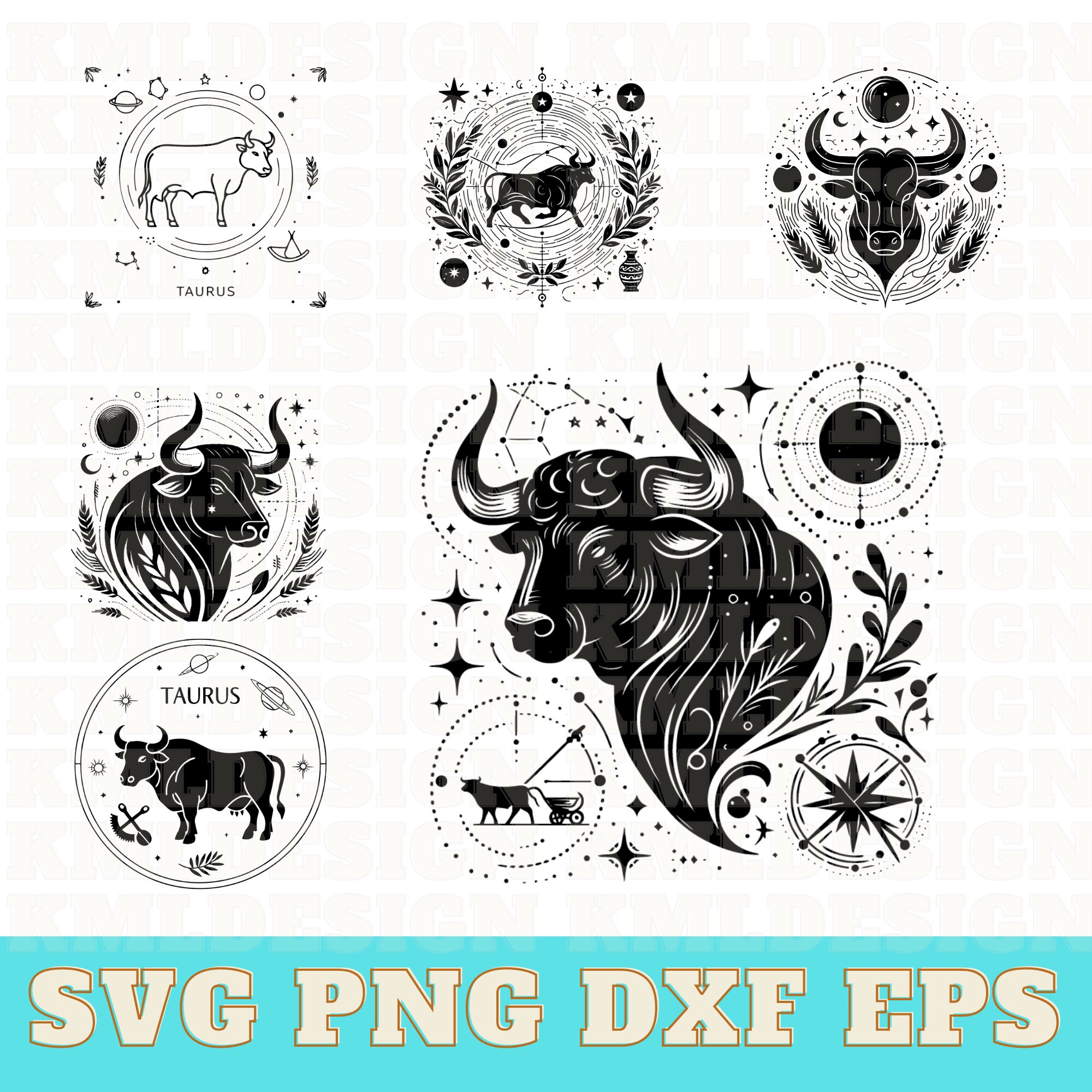 Taurus Zodiac Vector Art, Taurus Zodiac Svg Files, Taurus Sign Art ...