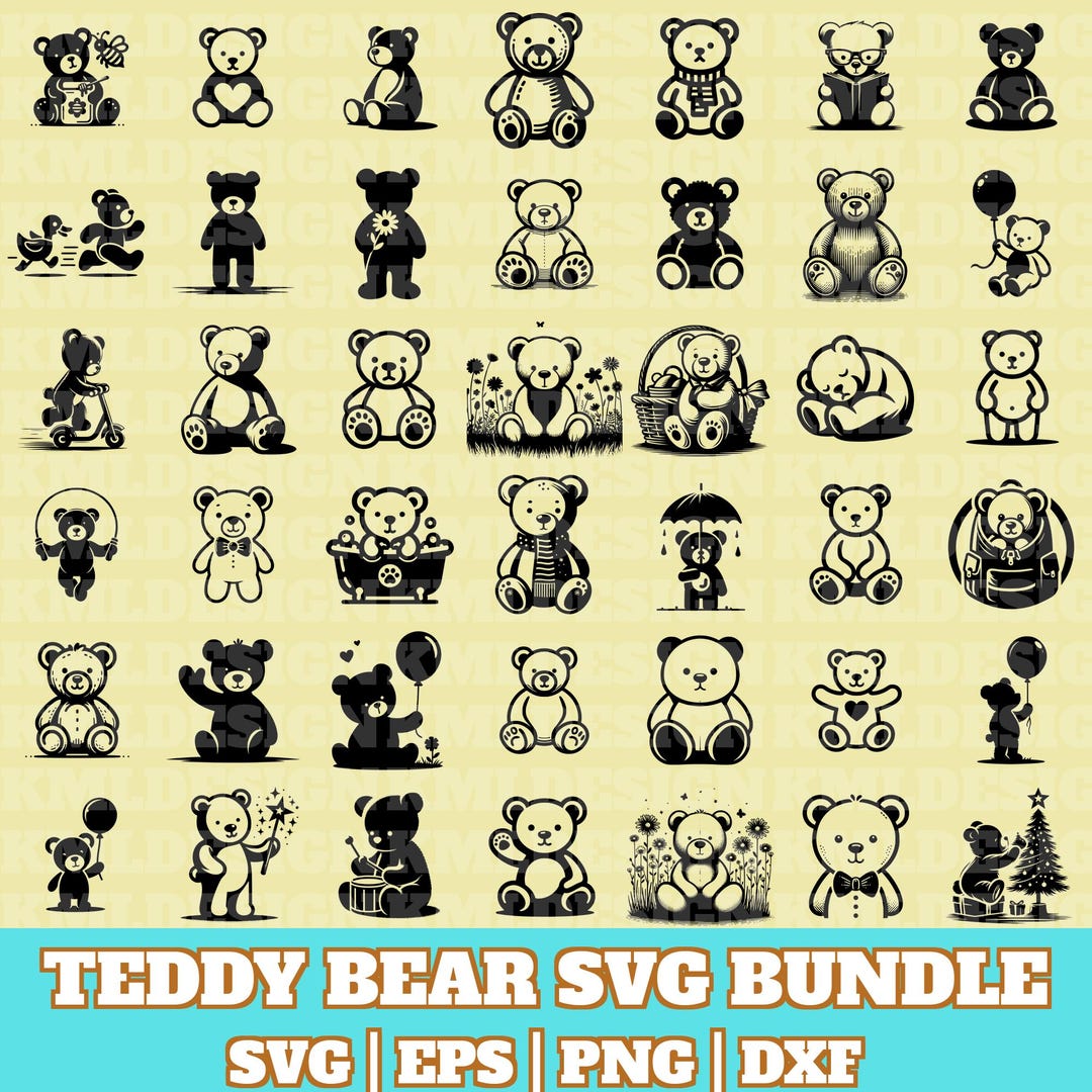 Teddy Bear Svg Bundle, Teddy Bear Vector, Teddy Bear Silhouette, Cute ...