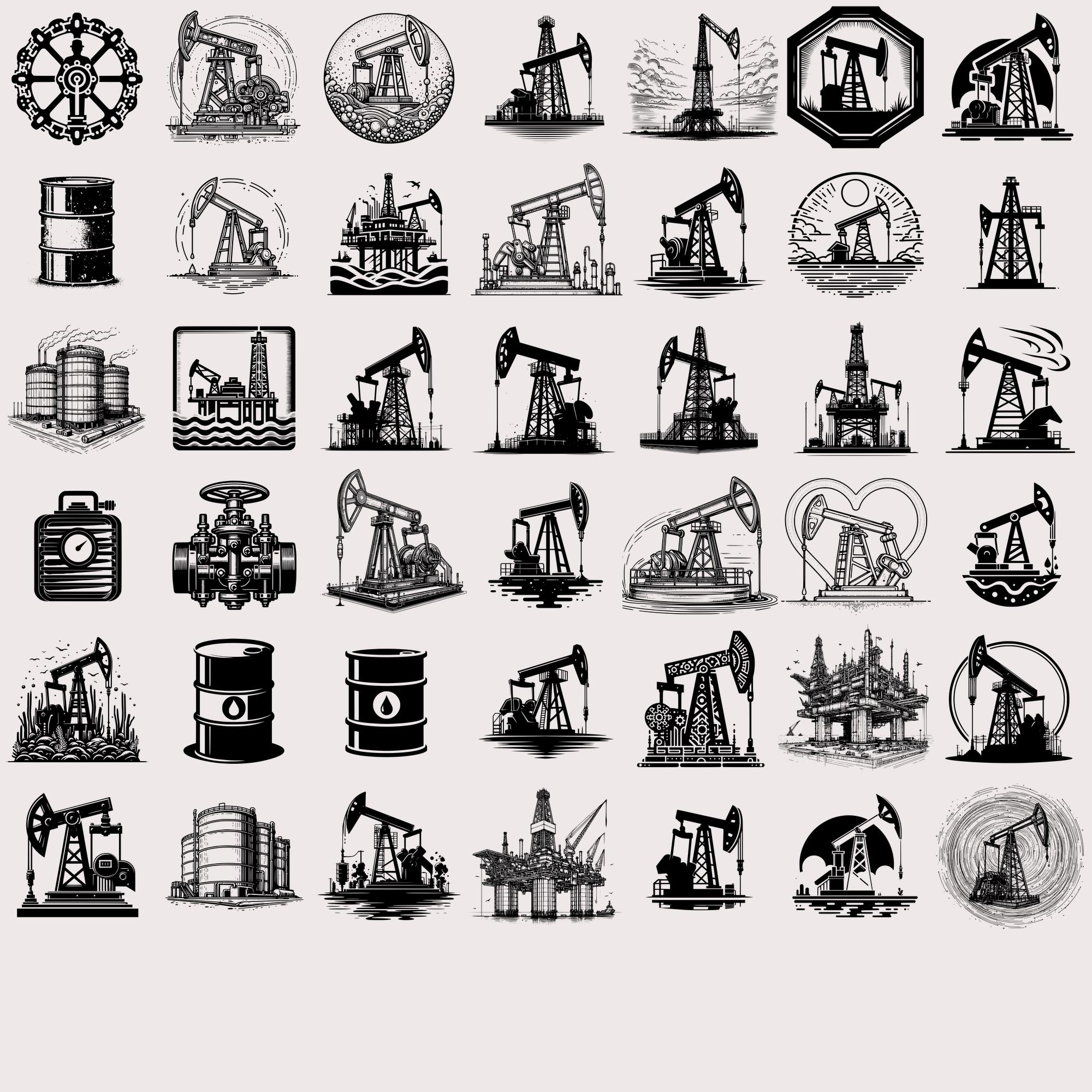 Oilfield Svg Bundle, Oilfield Vector, Oilfield Silhouette, Oil Rig ...