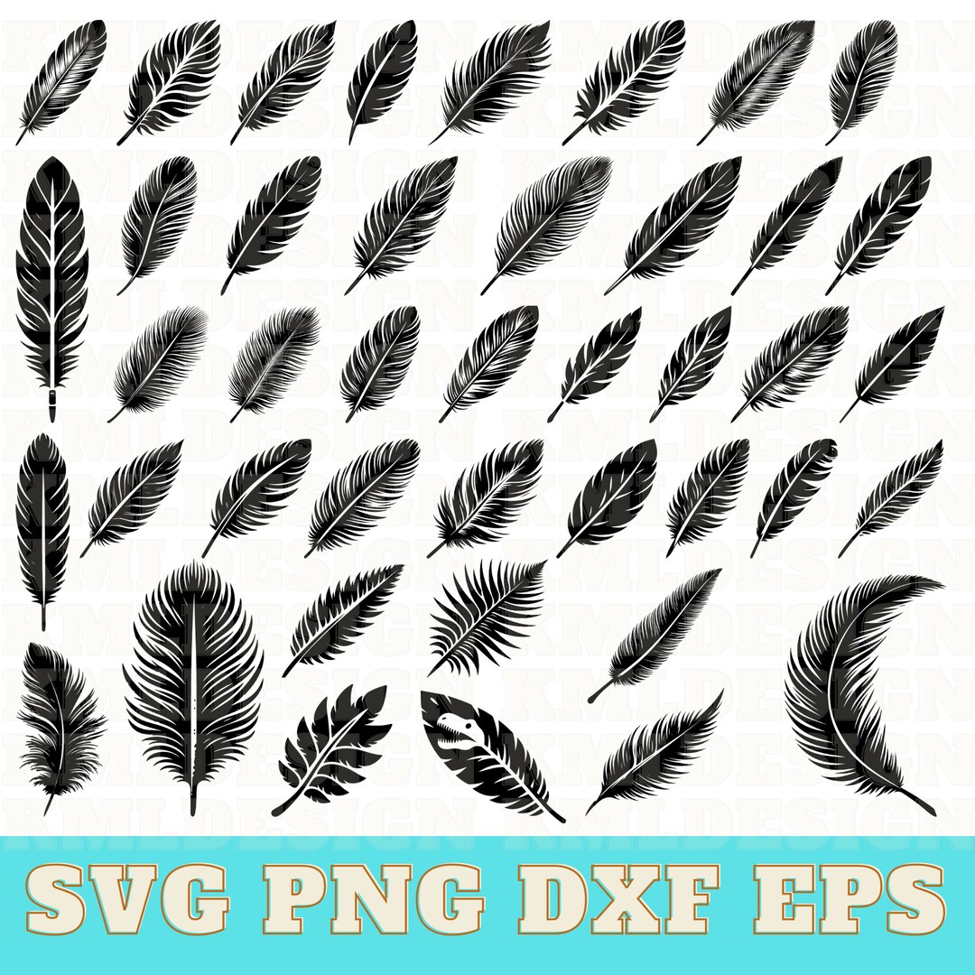 Feather Svg Bundle, Feather Cut File, Feather Clipart, Feather Svg ...