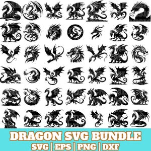 185 Dragon SVG Bundle, Dragon SVG Cut Files for Cricut, Dragon ...