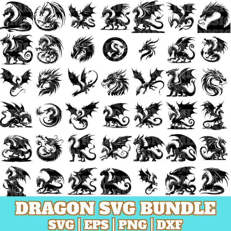 185 Dragon SVG Bundle, Dragon SVG Cut Files for Cricut, Dragon ...