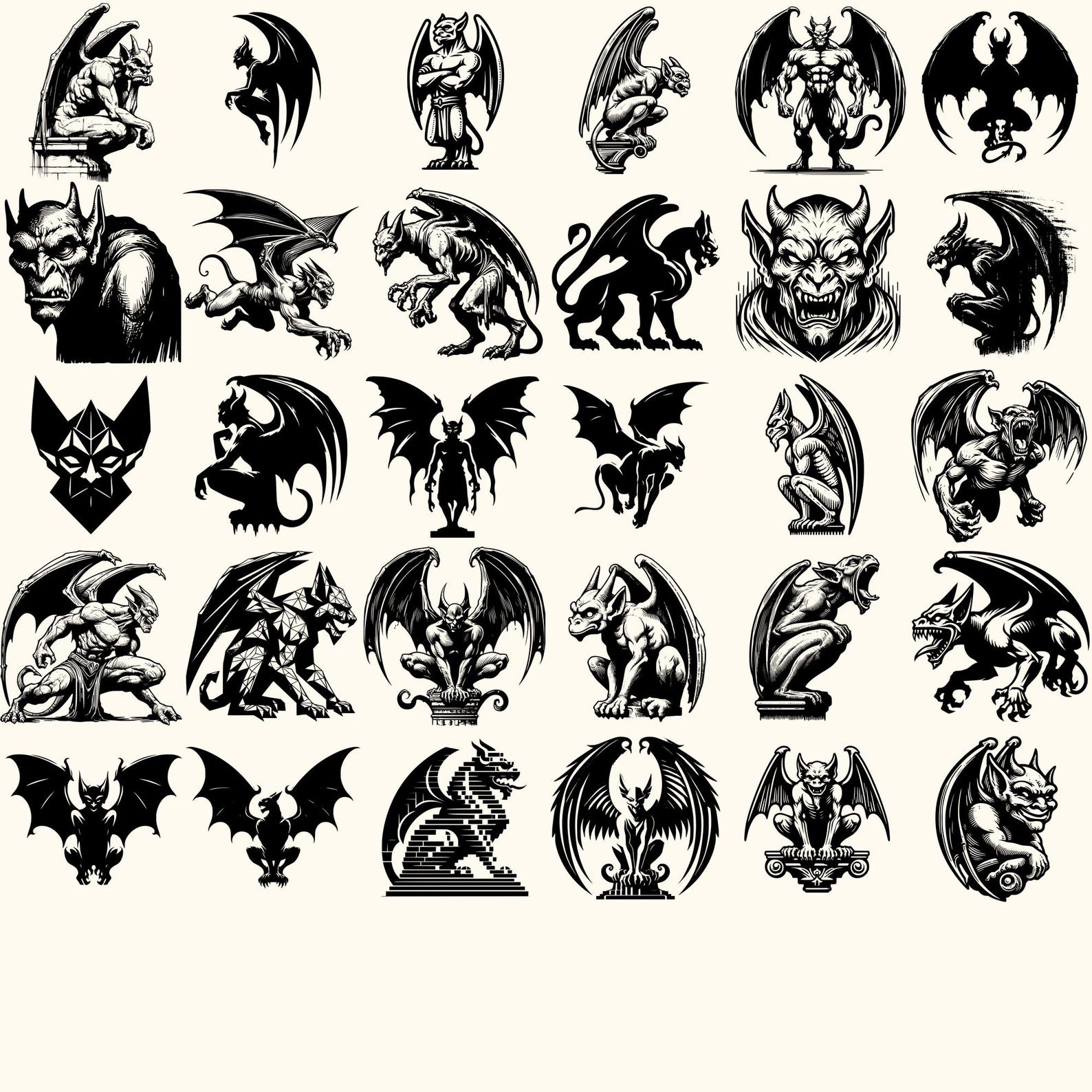 Gargoyle Svg Bundle, Gargoyle Vector Silhouette, Gargoyle Svg PNG Eps ...