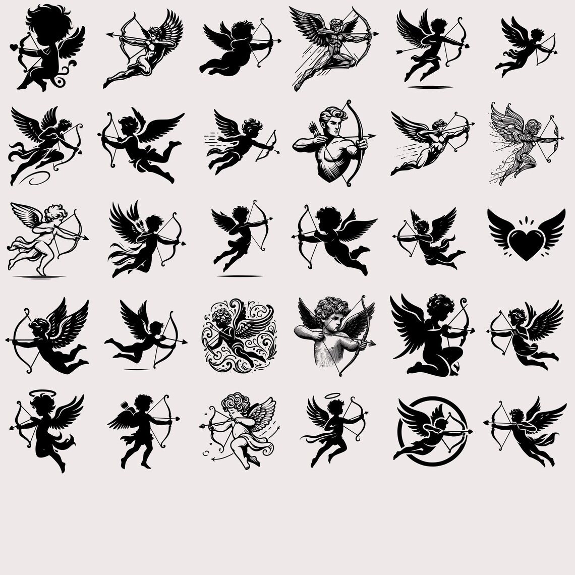 Cupid Svg Bundle, Cupid Vector, Cupid Silhouette, Valentine's Cupid ...