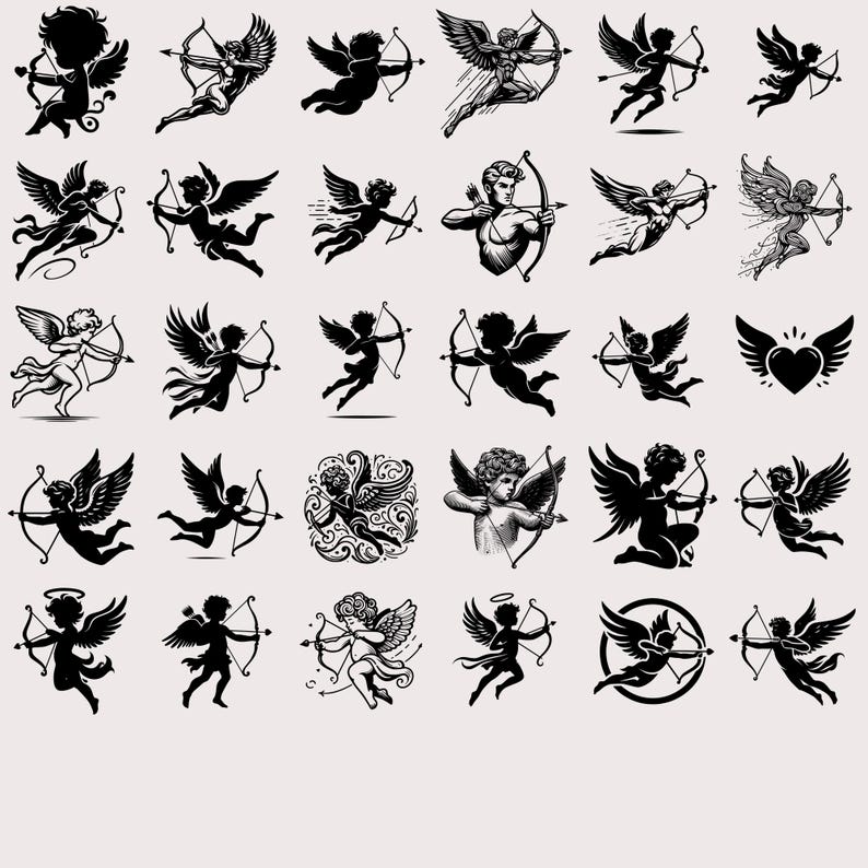 Cupid Svg Bundle, Cupid Vector, Cupid Silhouette, Valentine's Cupid ...