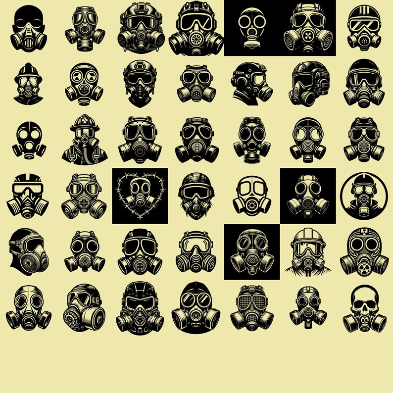 Gas Mask Svg Bundle, Gas Mask Cut File, Gas Mask Silhouette, Gas Mask ...
