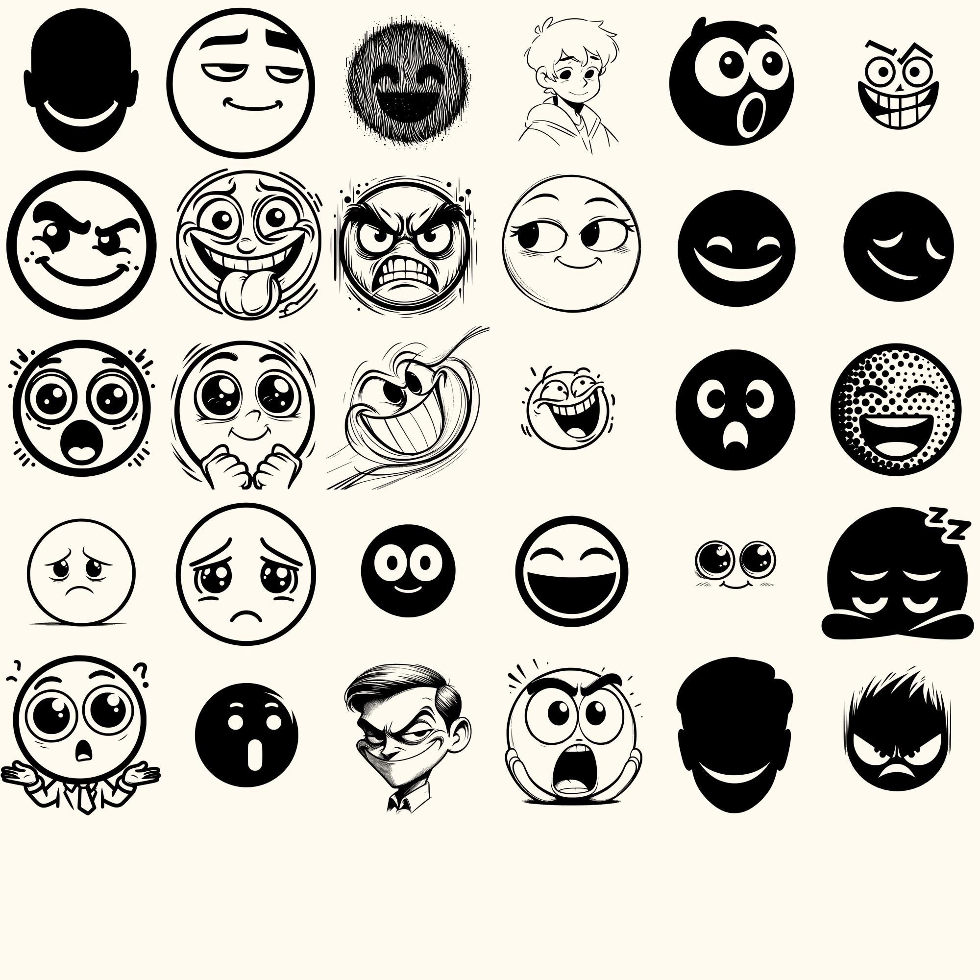 Cartoon Emotion Faces Svg Bundle, Cartoon Faces Vector, Cartoon Faces ...