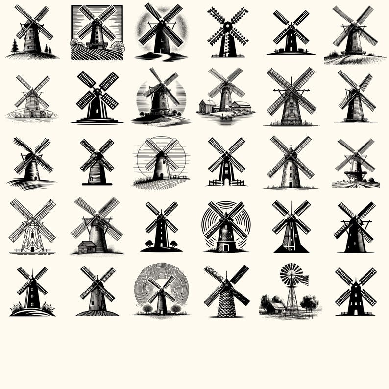 Windmill Svg Bundle, Windmill Vector, Windmill Silhouette, Windmill Svg ...