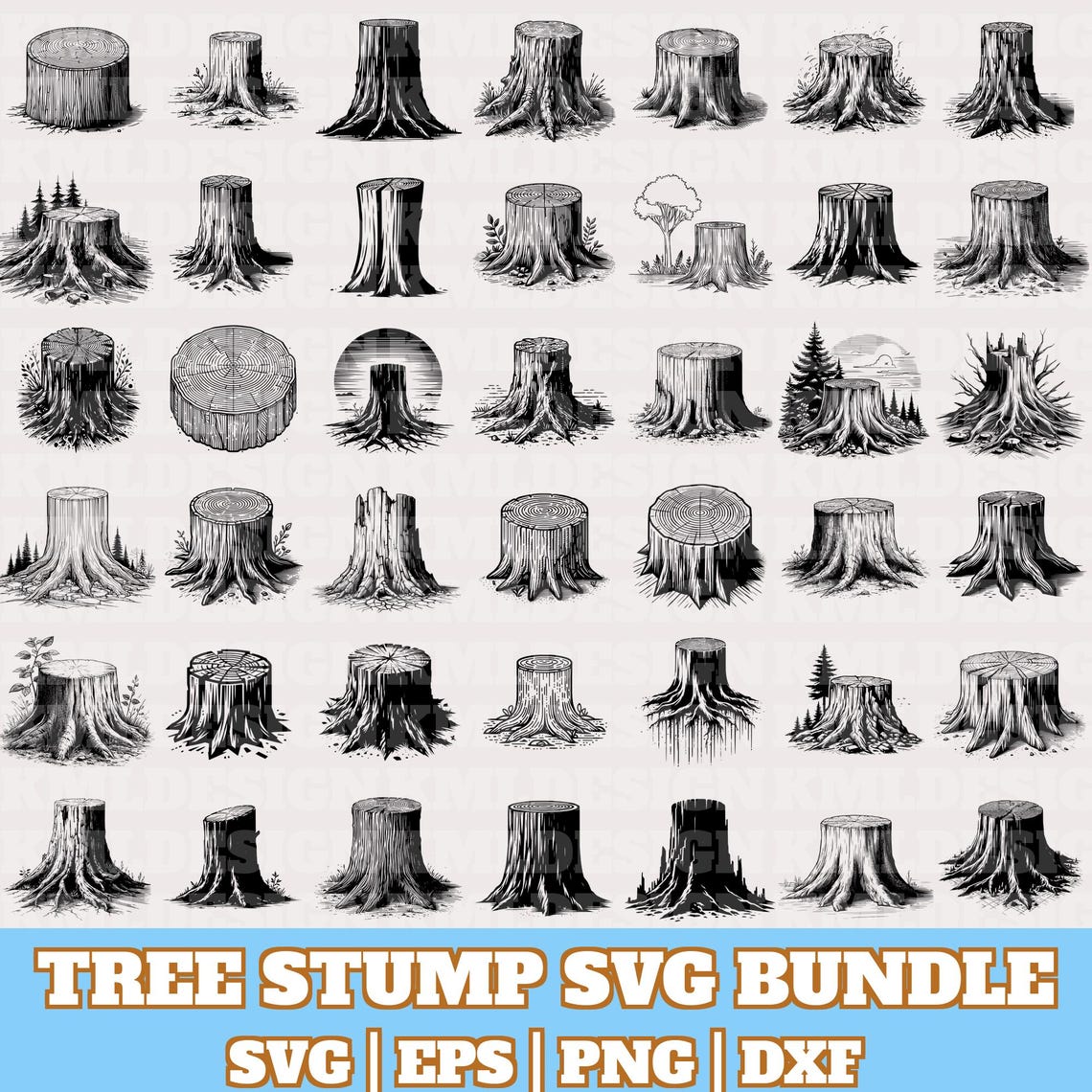 Tree Stump Svg Bundle, Tree Stump Vector, Tree Stump Silhouette, Tree ...
