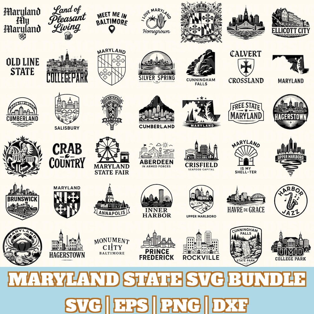 Maryland State Svg Bundle, Maryland State Vector Silhouette, Maryland ...