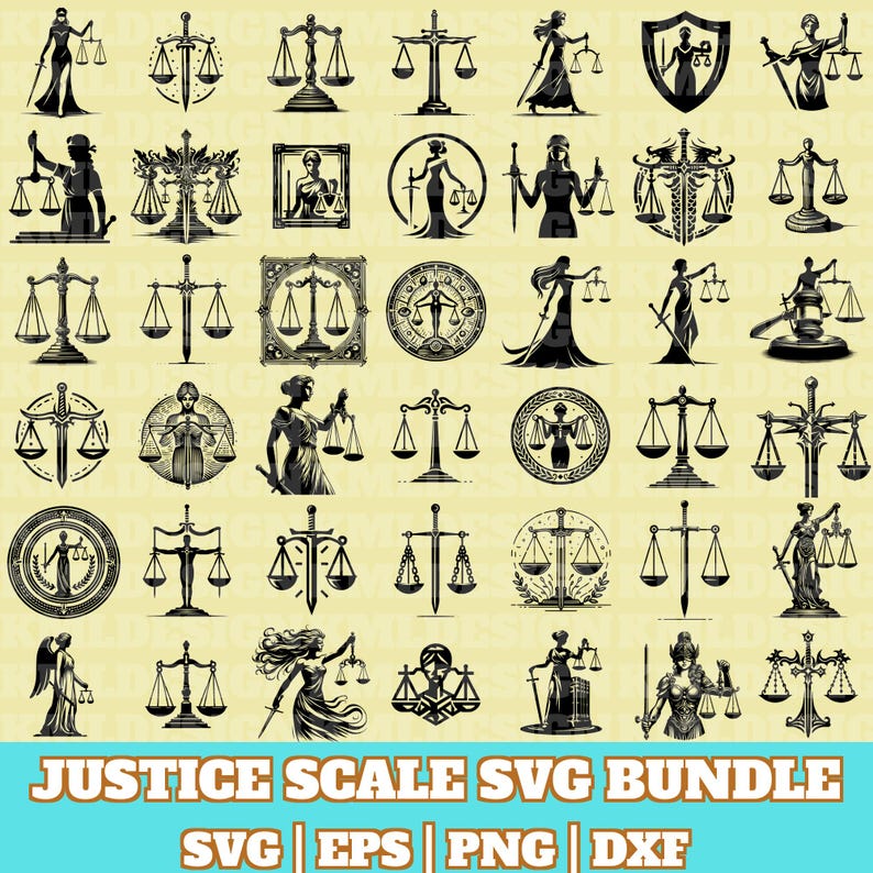 Scale of Justice Svg Bundle, Symbol of Justice Silhouette, Balance Law ...