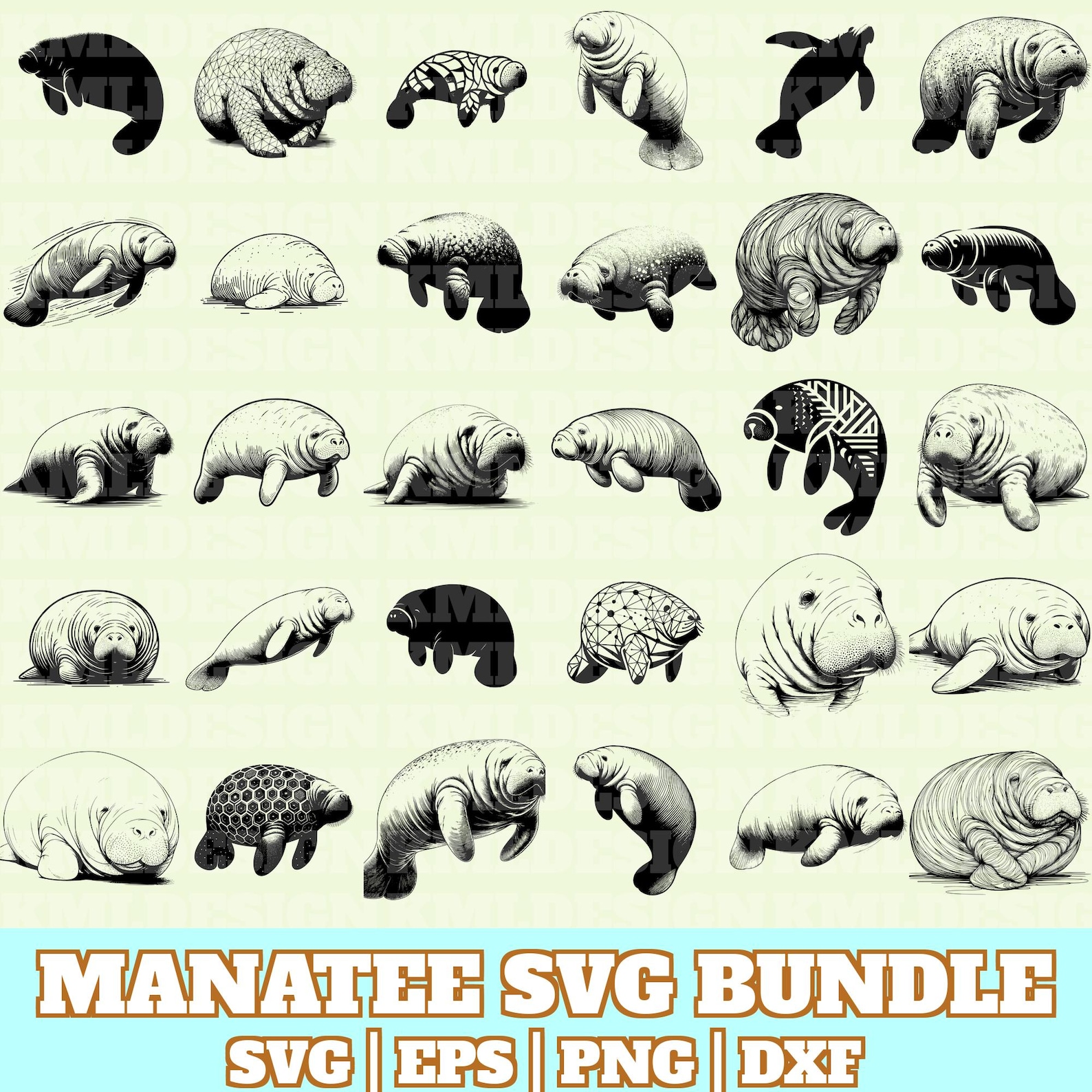 Manatee Svg Bundle, Manatee Vector, Manatee Silhouette, Manatee Svg PNG ...