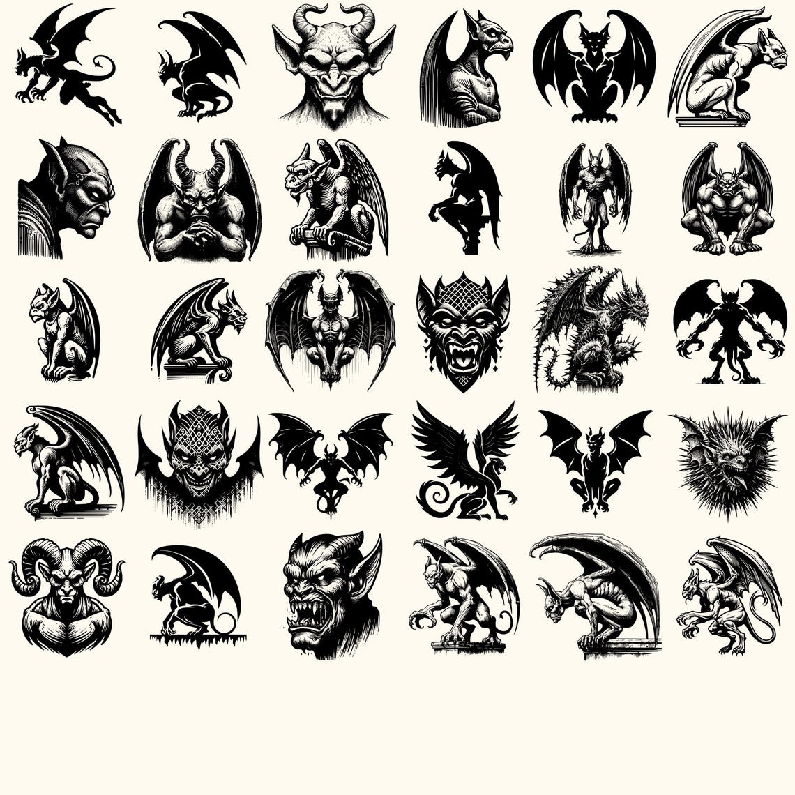 Gargoyle Svg Bundle, Gargoyle Vector Silhouette, Gargoyle Svg PNG Eps ...
