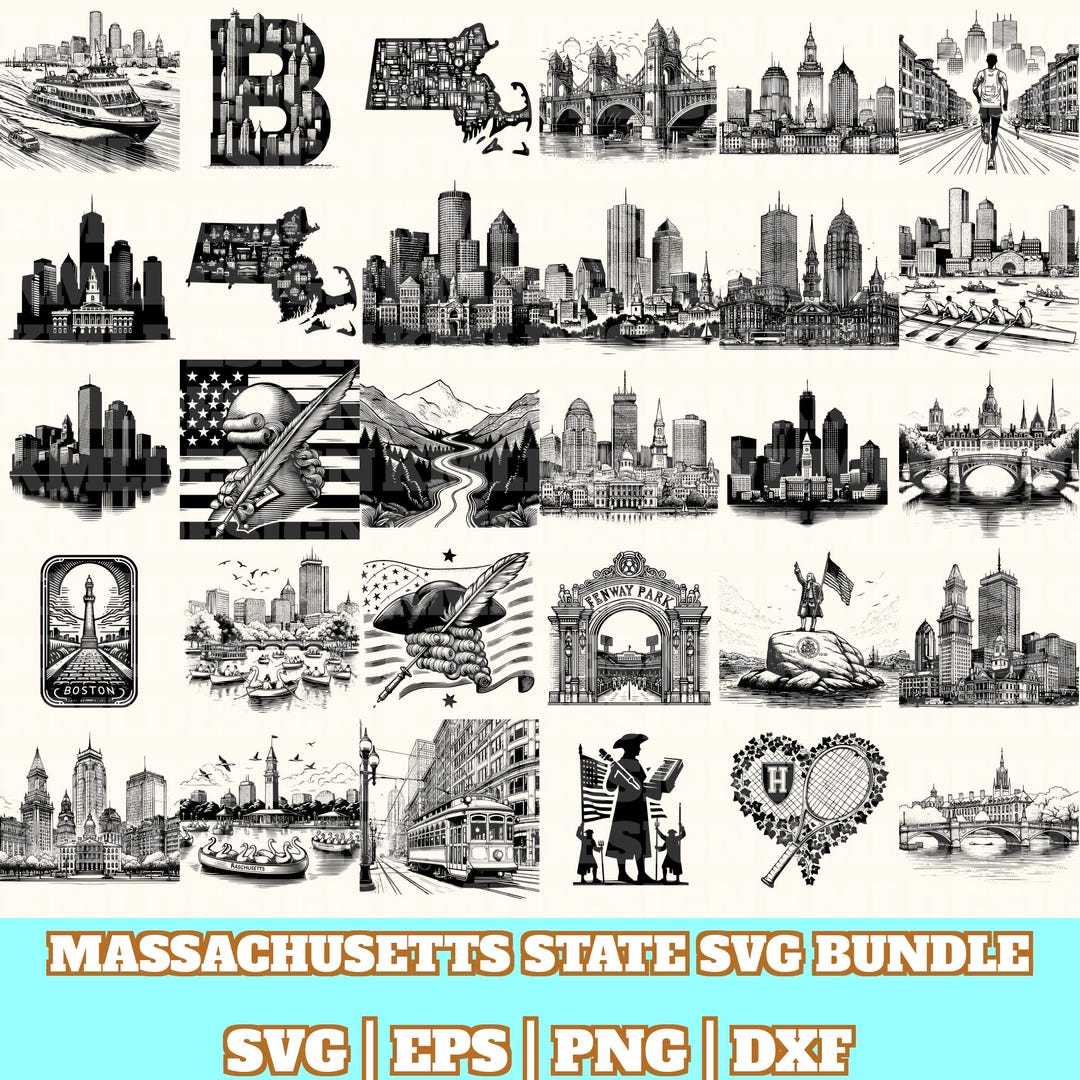 Massachusetts State Svg Bundle, Massachusetts State Vector ...