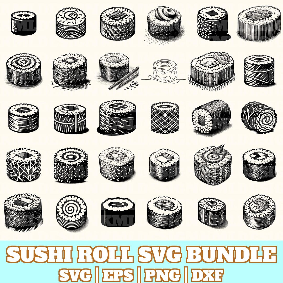 Sushi Roll Svg Bundle, Sushi Roll Vector, Sushi Roll Silhouette, Sushi ...
