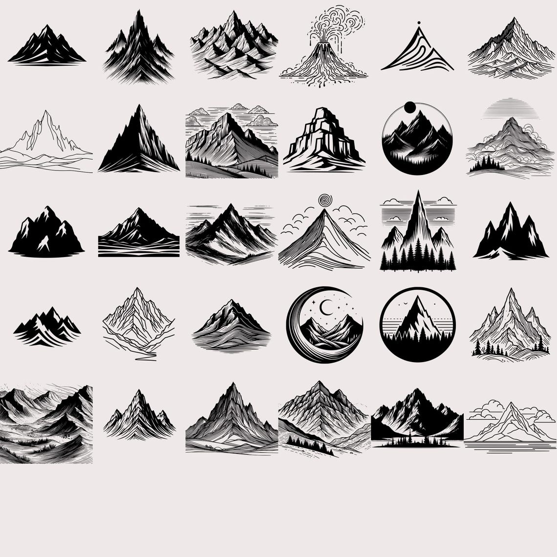 Mountains Svg Bundle, Mountains Vector, Mountains Silhouette, Mountains ...