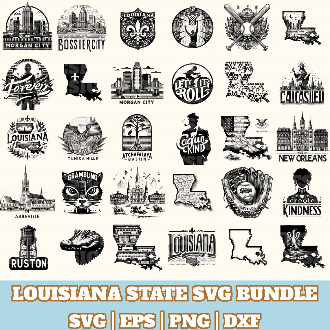 Louisiana State Svg Bundle, Louisiana State Vector Silhouette ...