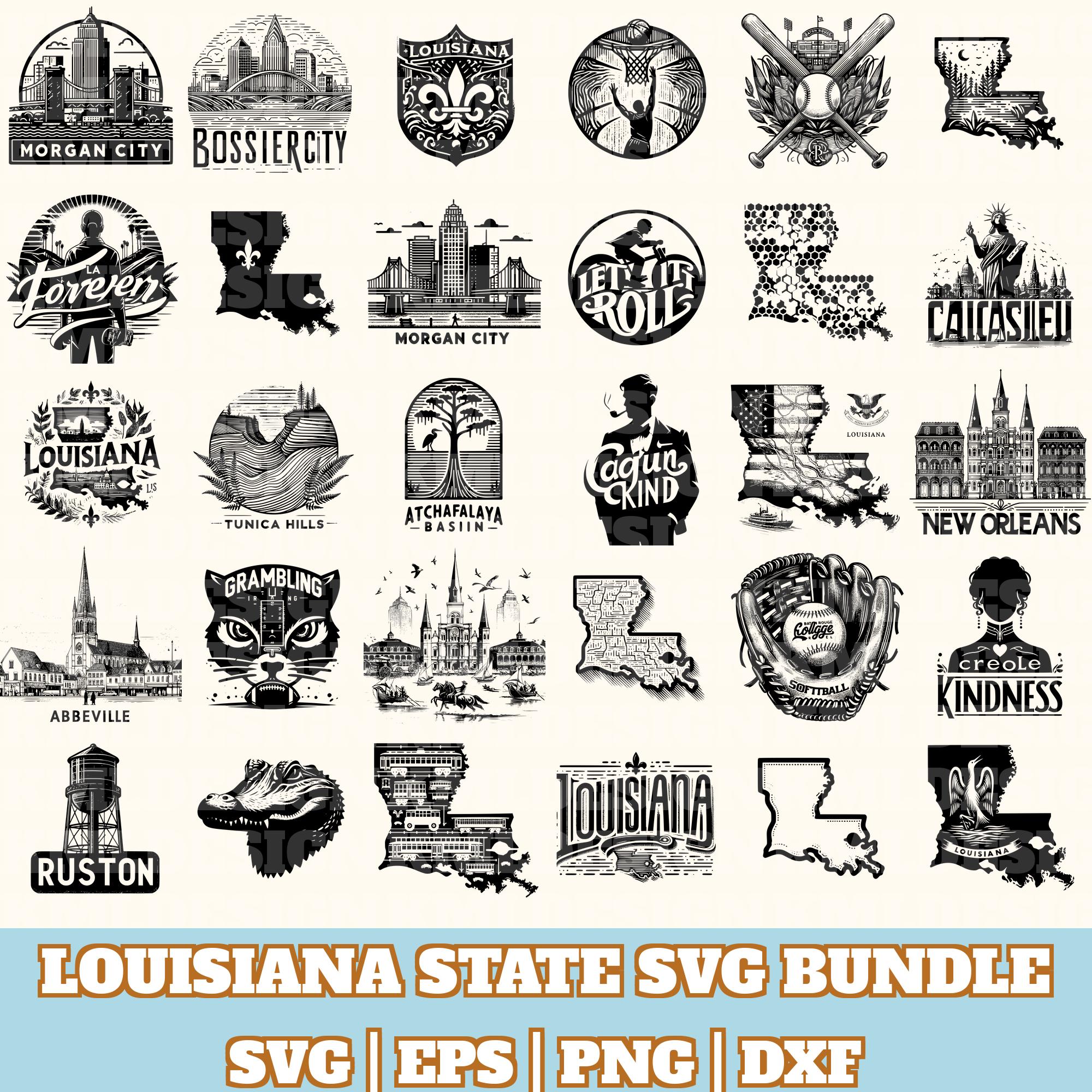 Louisiana State Svg Bundle, Louisiana State Vector Silhouette ...