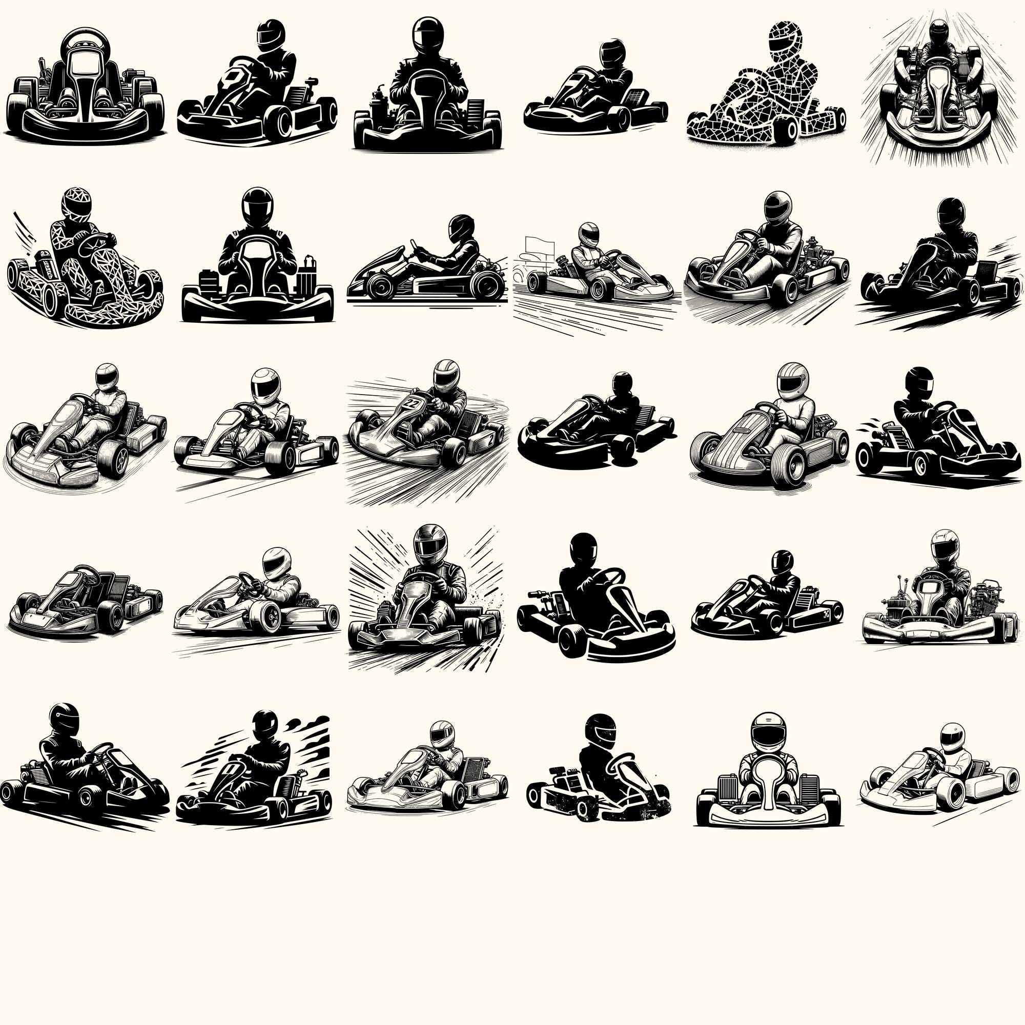 Go Kart Racing Svg Bundle, Go Kart Racing Driver Vector Silhouette, Go ...