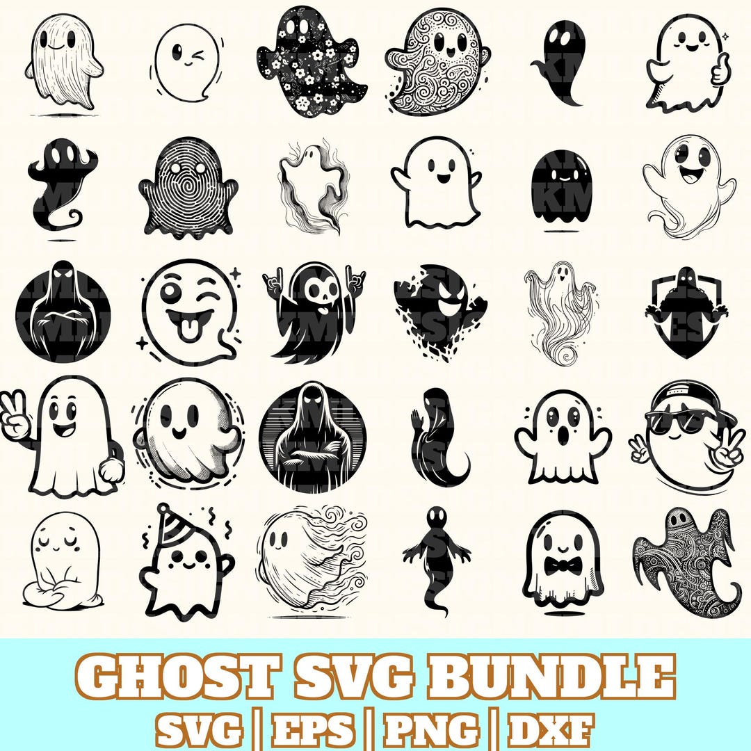 Ghost Svg Bundle, Cartoon Ghost Vector, Cartoon Ghost Silhouette ...
