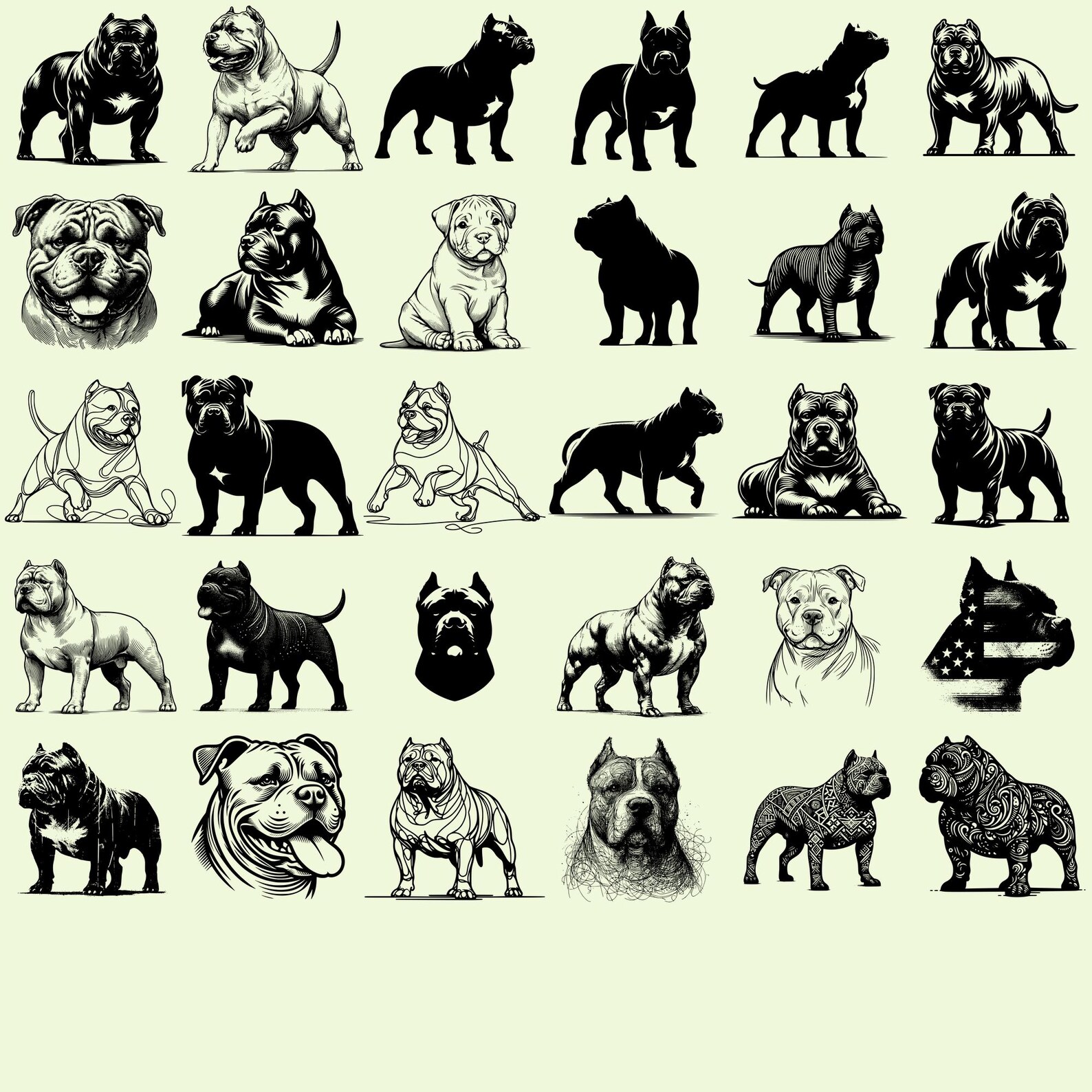 American Bully Svg Bundle, American Bully Puppy Vector, the American ...