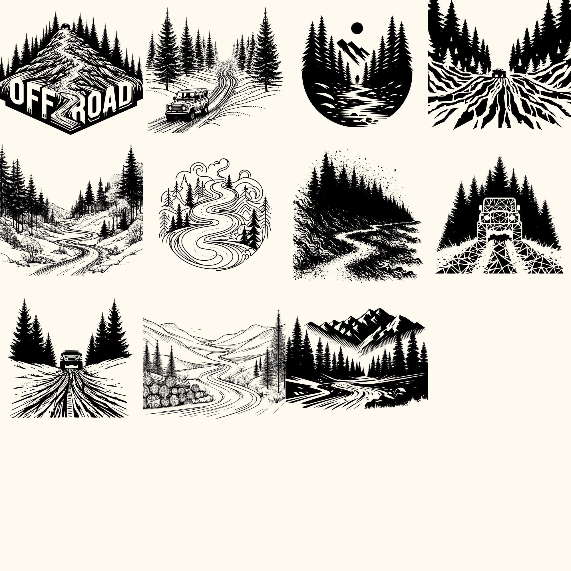 Forest Scene off Road Svg Bundle, Forest off Road Vector, Forest off ...